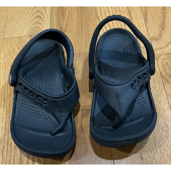 CROCS | Shoes | Childrens Thong Crocs Size 11 Black | Poshmark